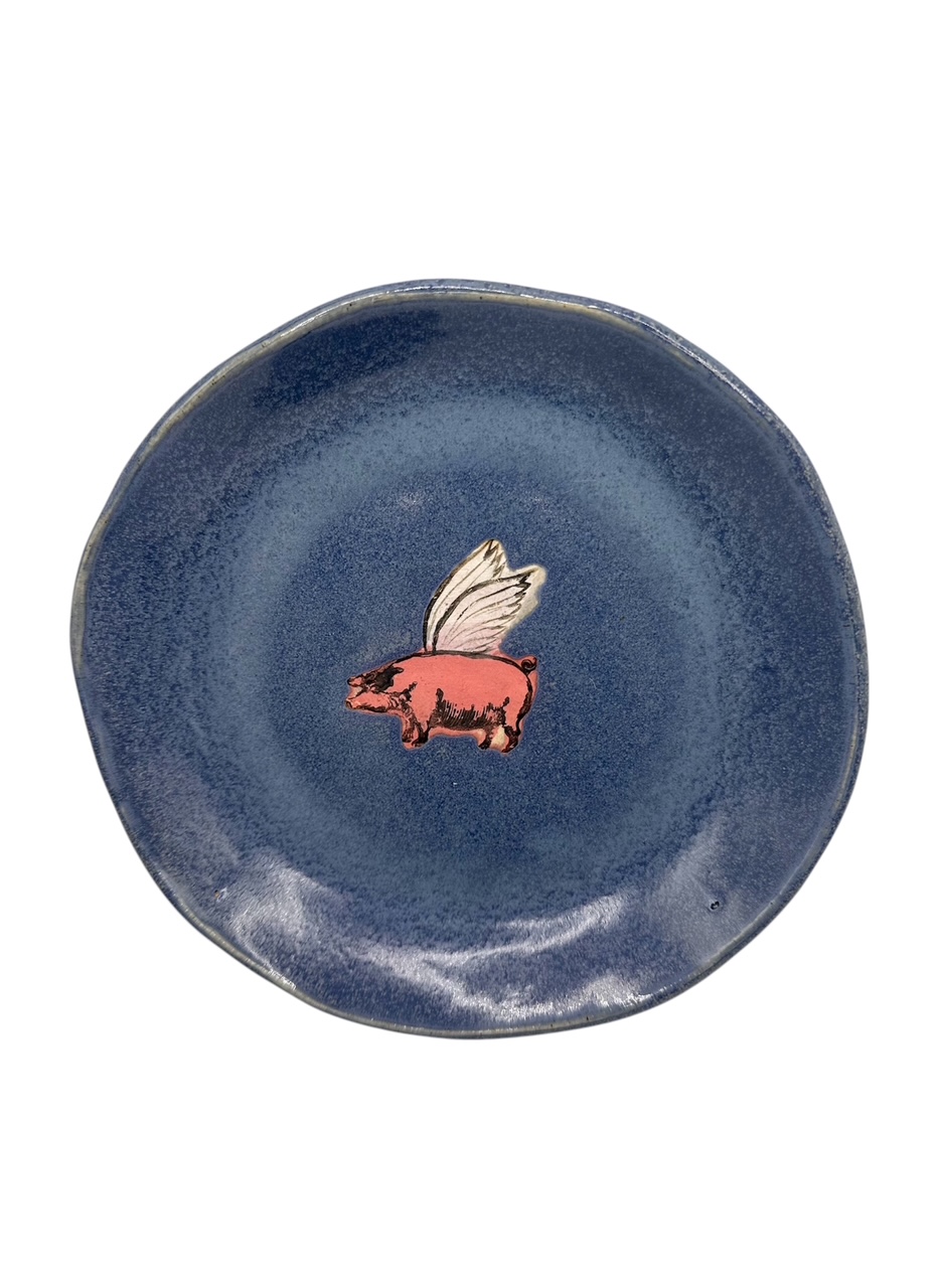 Handmade Ceramic Flying Pig Plate | Trinket Catch All Dish - TAP Ceramics